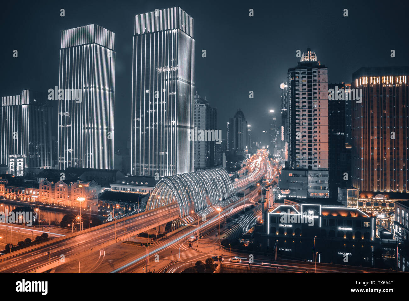 Commercial street design technology road road evening hi-res stock ...