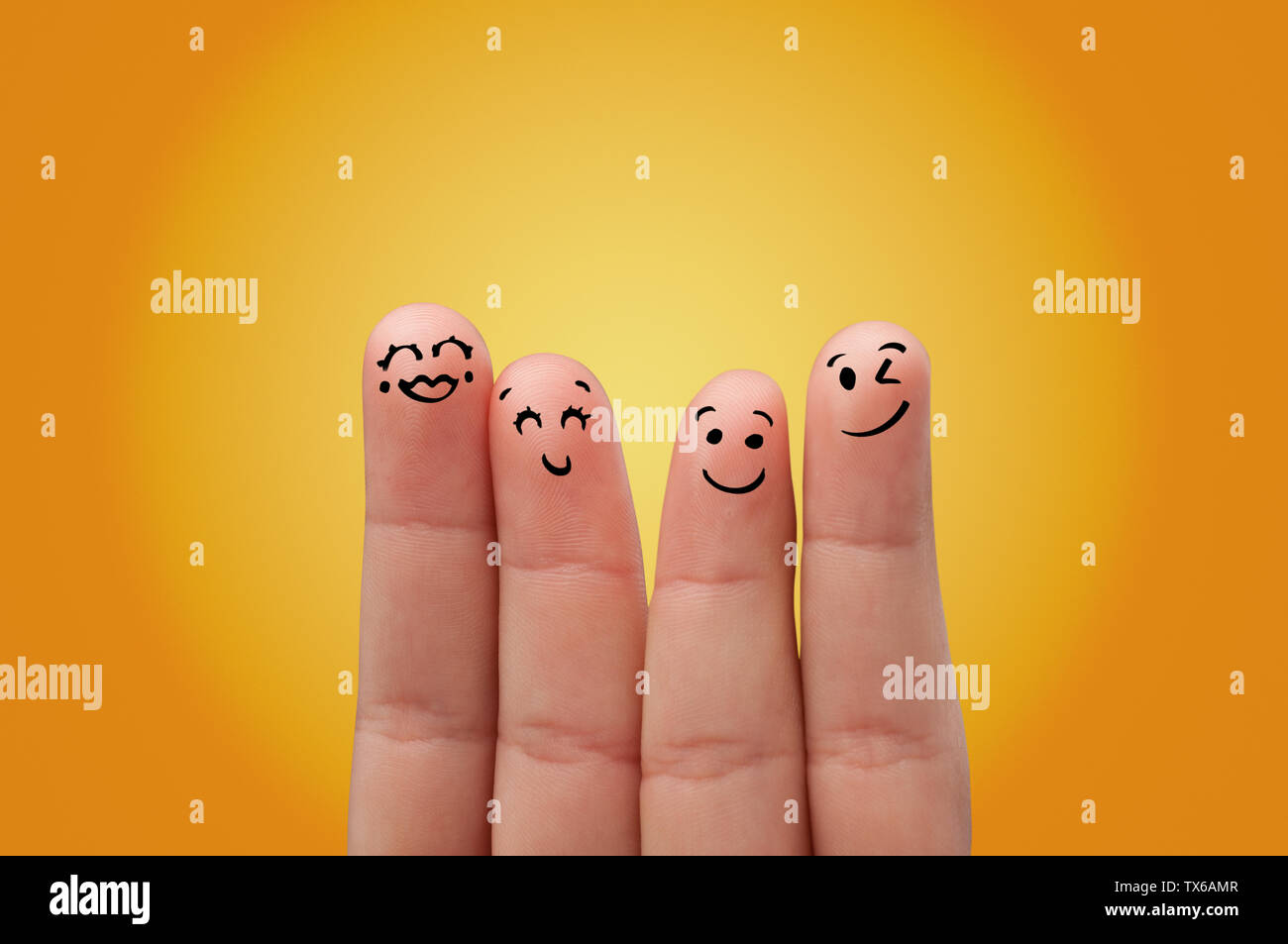 Cute smiley fingers loving and hugging each other Stock Photo - Alamy