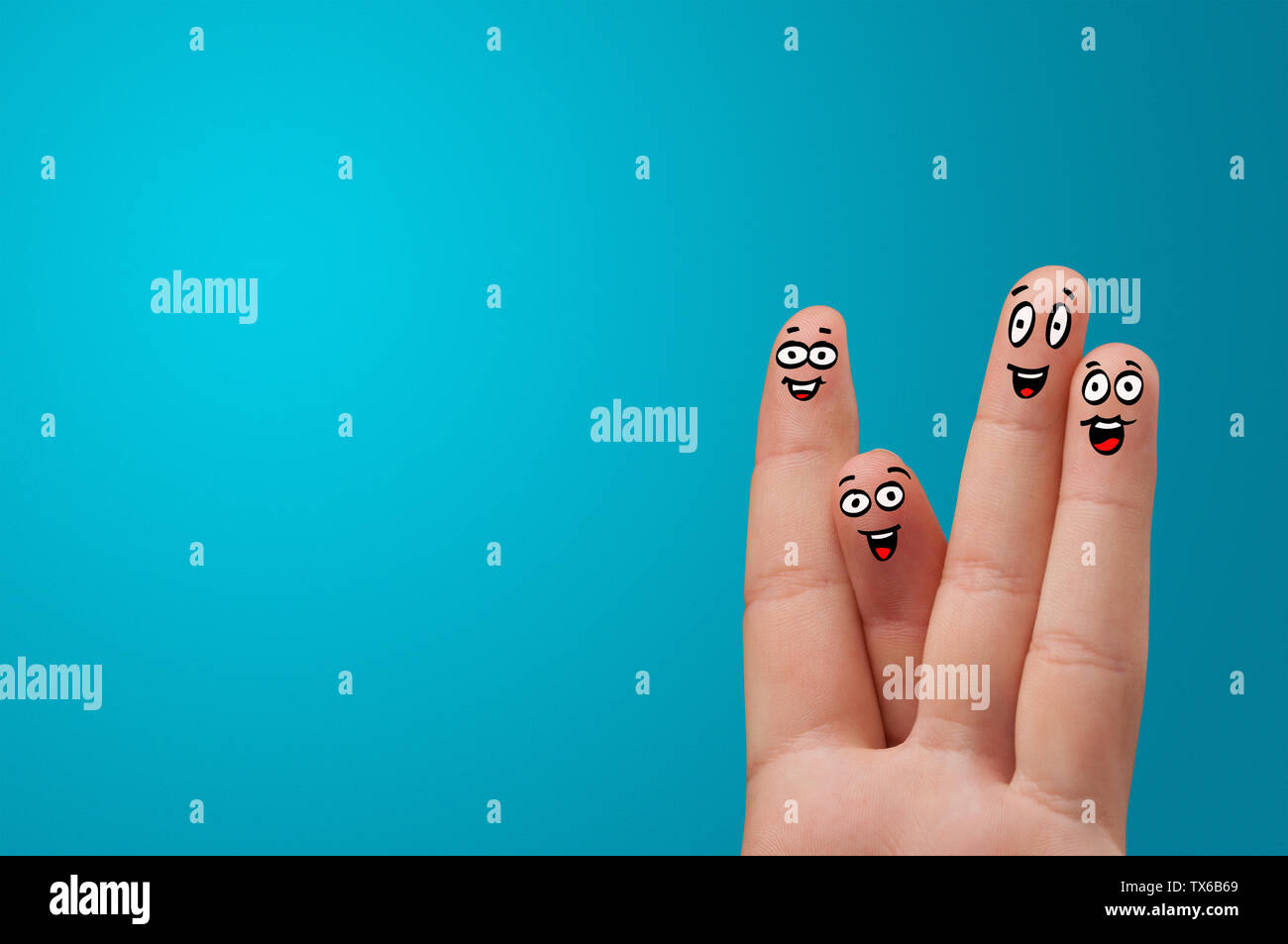 Happy face fingers hug each other Stock Photo - Alamy