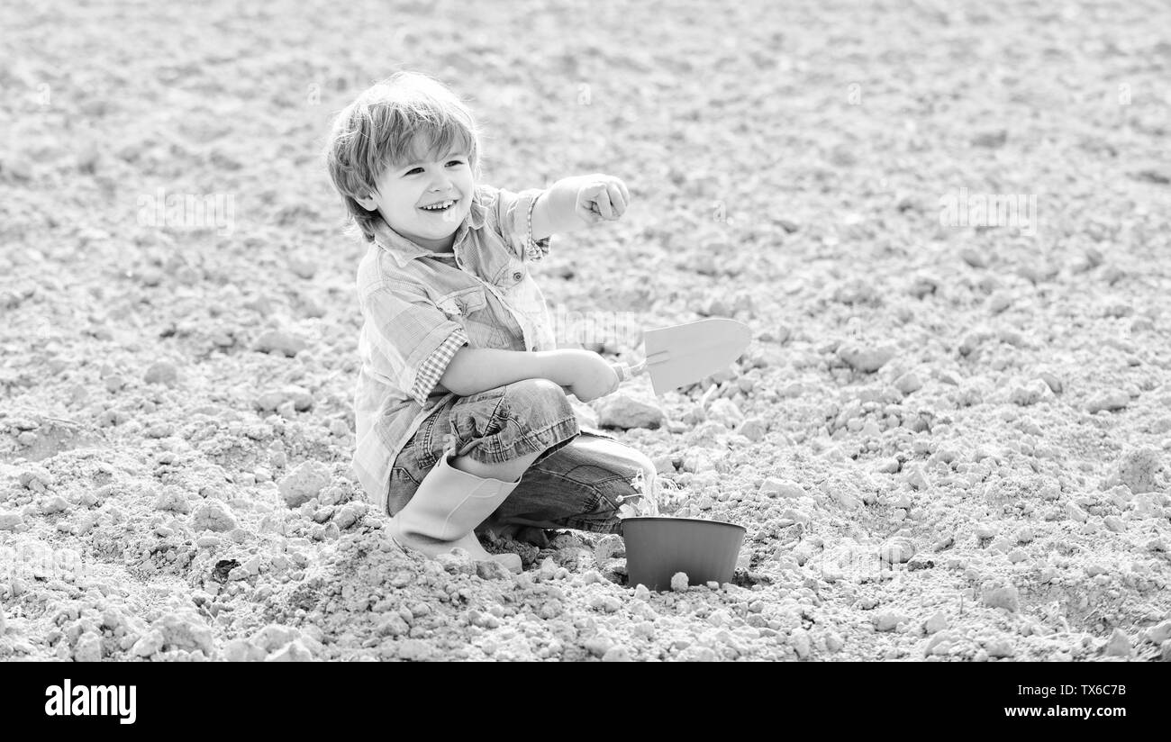happy child gardener. plant nursery. Spring season. earth day. new life ...