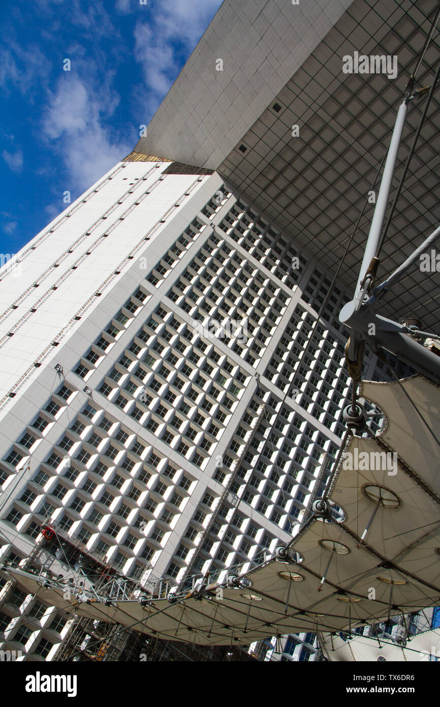 Paris, France - July 10, 2018: Close up of The Grande Arche and cloud ...