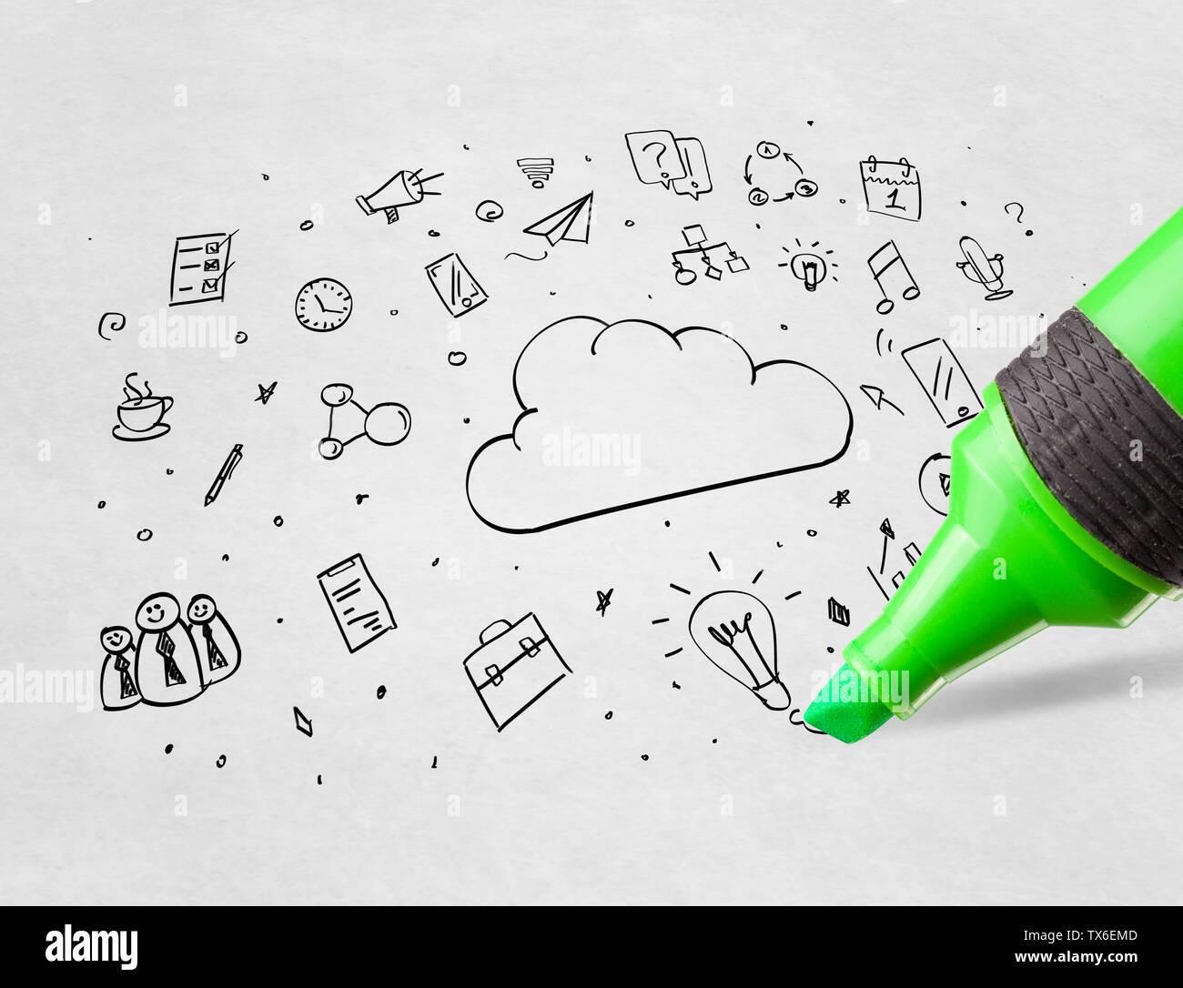 Pencil drawing online task management concept Stock Photo - Alamy