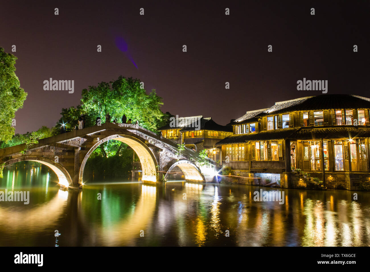 Night view of Wuzhen ancient town Stock Photo - Alamy