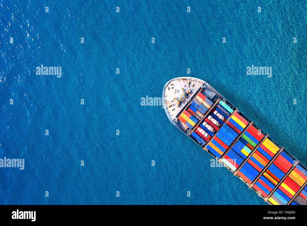 Aerial view of container cargo ship in sea Stock Photo - Alamy