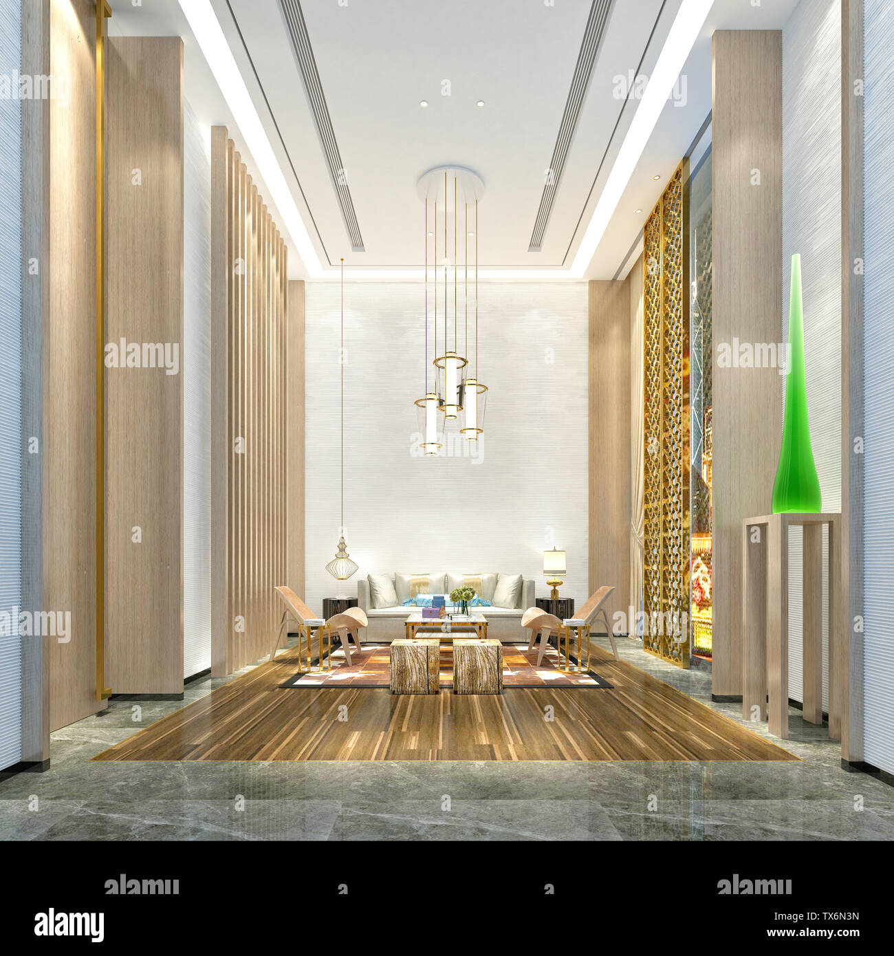 3d render of hotel lobby reception Stock Photo - Alamy