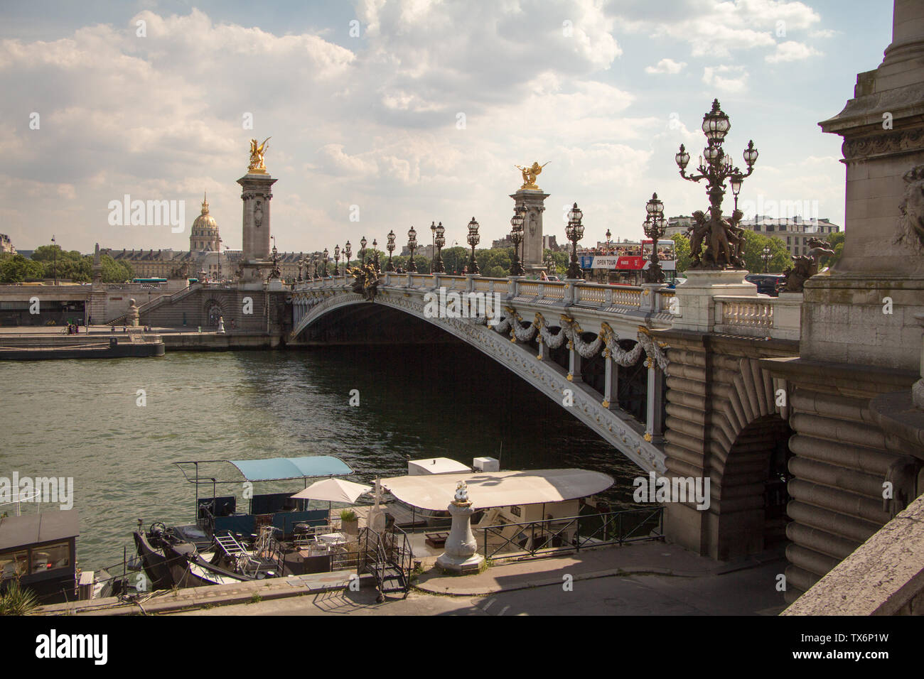 Paris, France - July 06, 2018: View of the Alexander the Third Bridge ...
