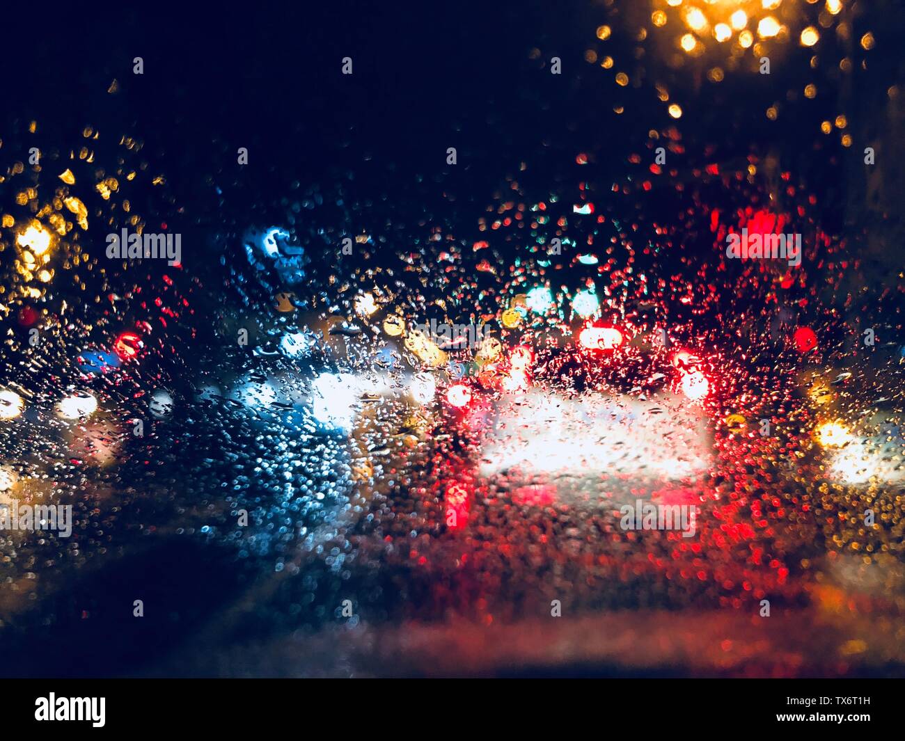 Night Rain View Car Glass Stock Photo - Alamy