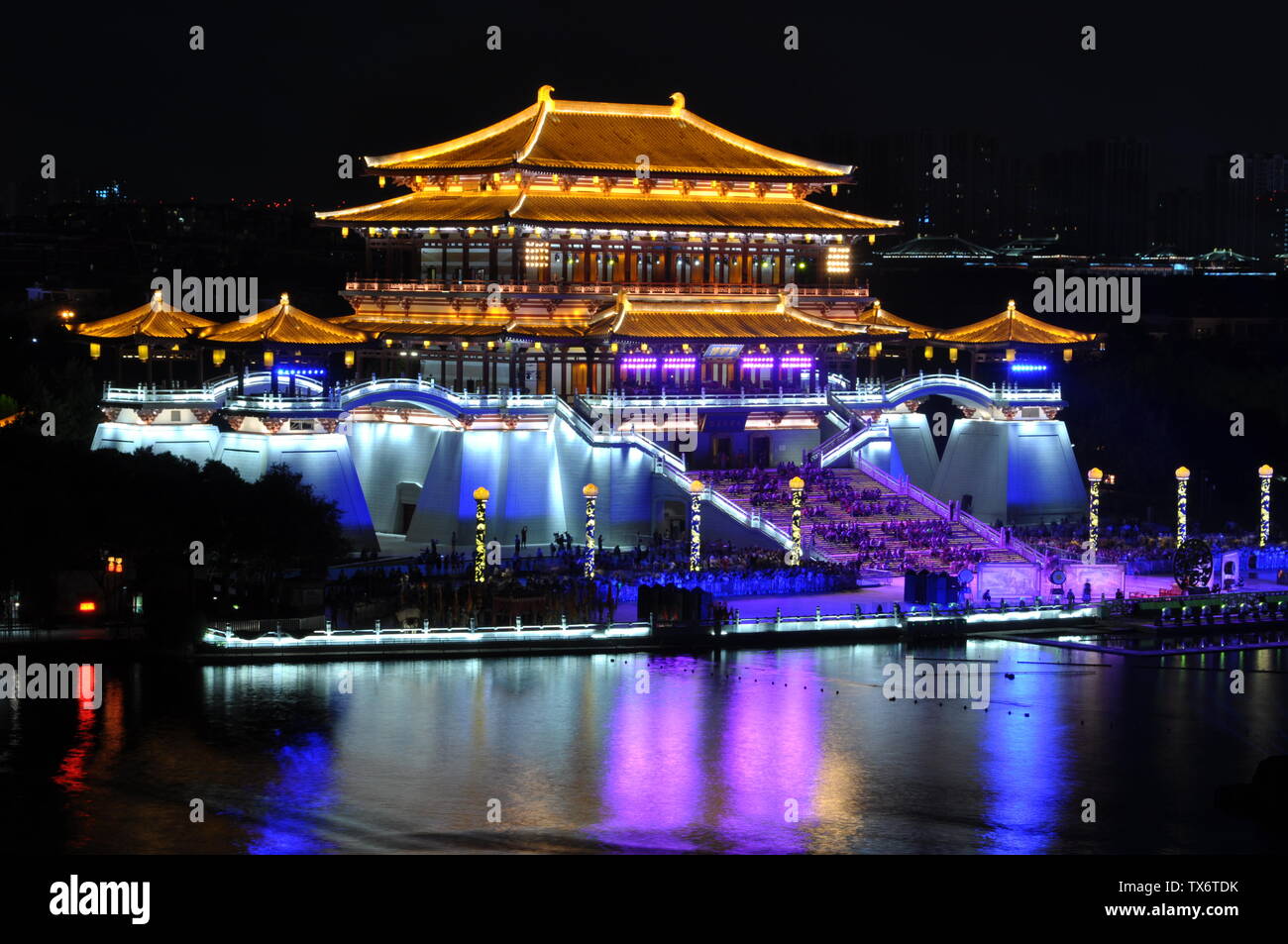 Night View of Furong Garden in Datang, Xi'an Stock Photo - Alamy