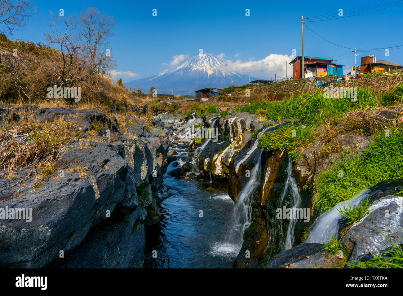 Fuji mountain and waterfalls in Japan Stock Photo - Alamy