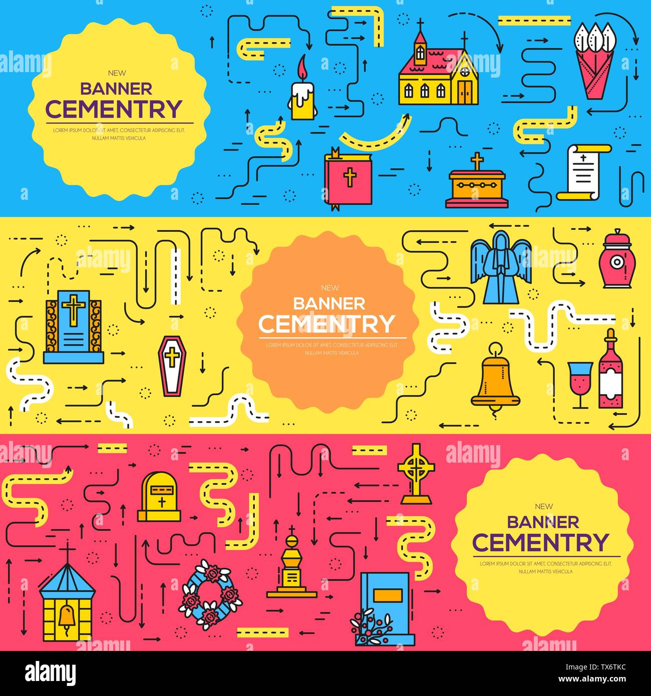 Thin lines collection icons set dedicated to funeral, death, and ...