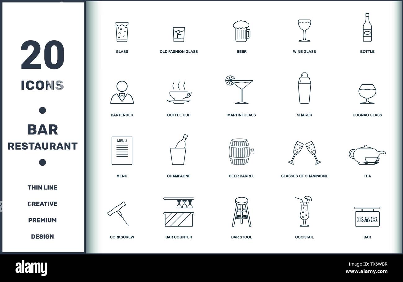 Restaurant bar icons Stock Vector Images - Alamy