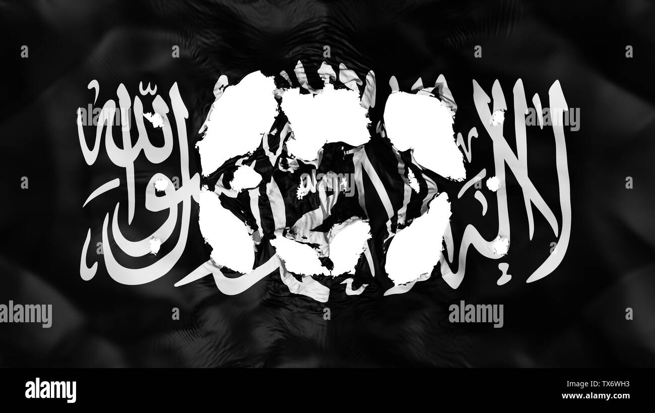 Holes in Black Jihad flag Stock Photo - Alamy