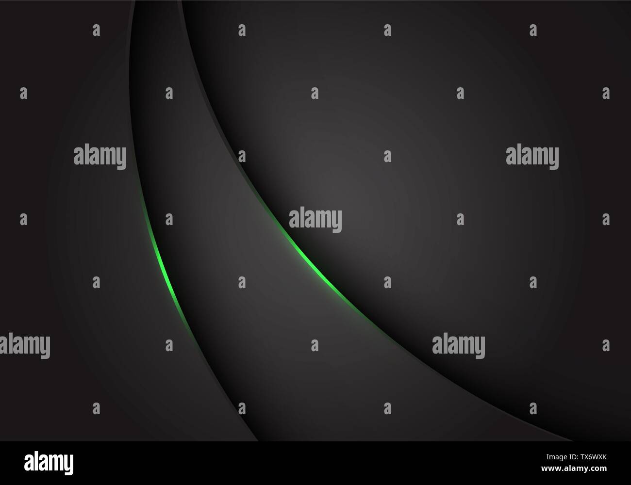 Abstract Green Light On Dark Grey Grey Metallic Curve Overlap With Blank Space Design Modern