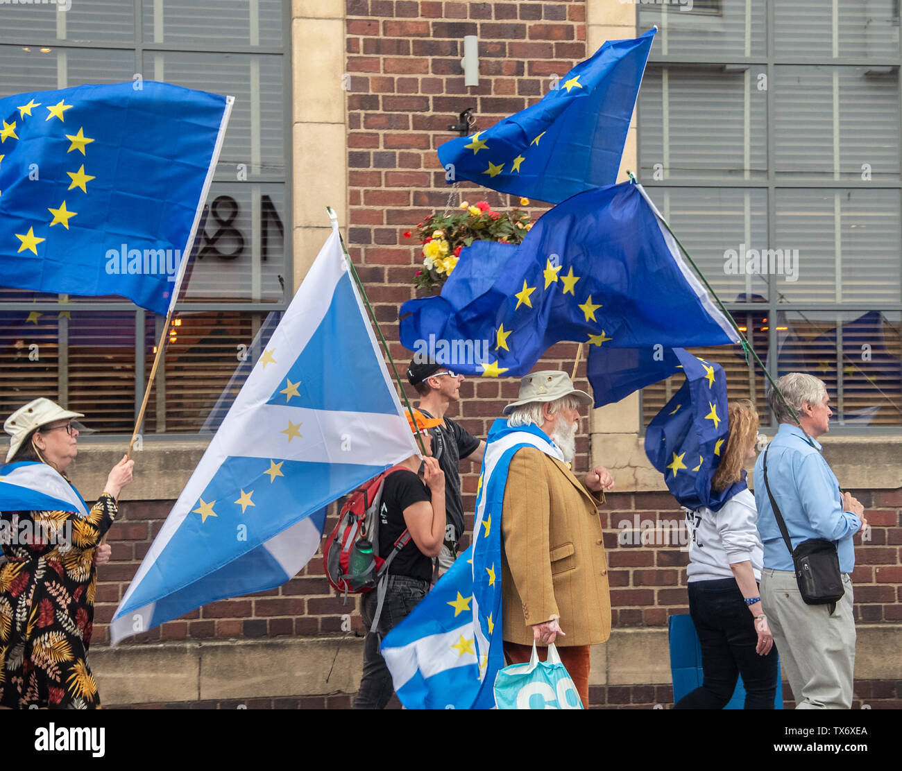 Perth, Scotland, UK. 23rd June 2019: A march against Brexit in the city ...