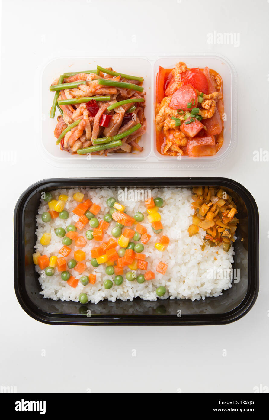 Boxed lunch fast food Stock Photo - Alamy