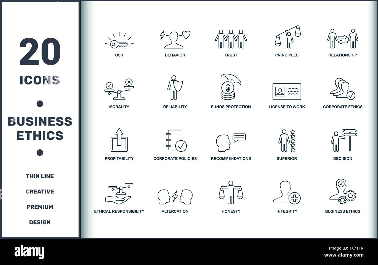 Business Ethics icons set collection. Includes creative elements such ...