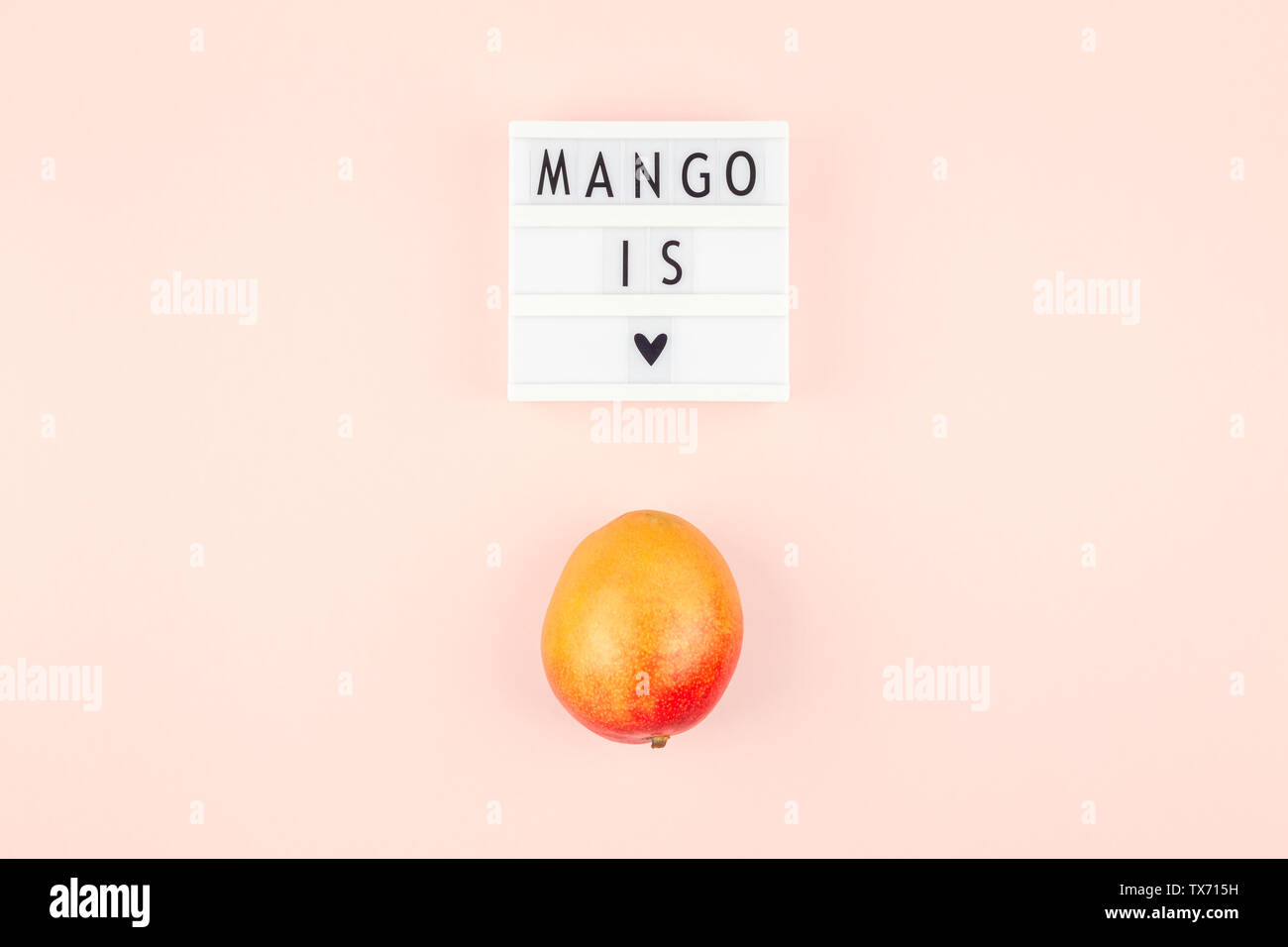 Mango fruit in creative conceptual top view flat lay composition with ...