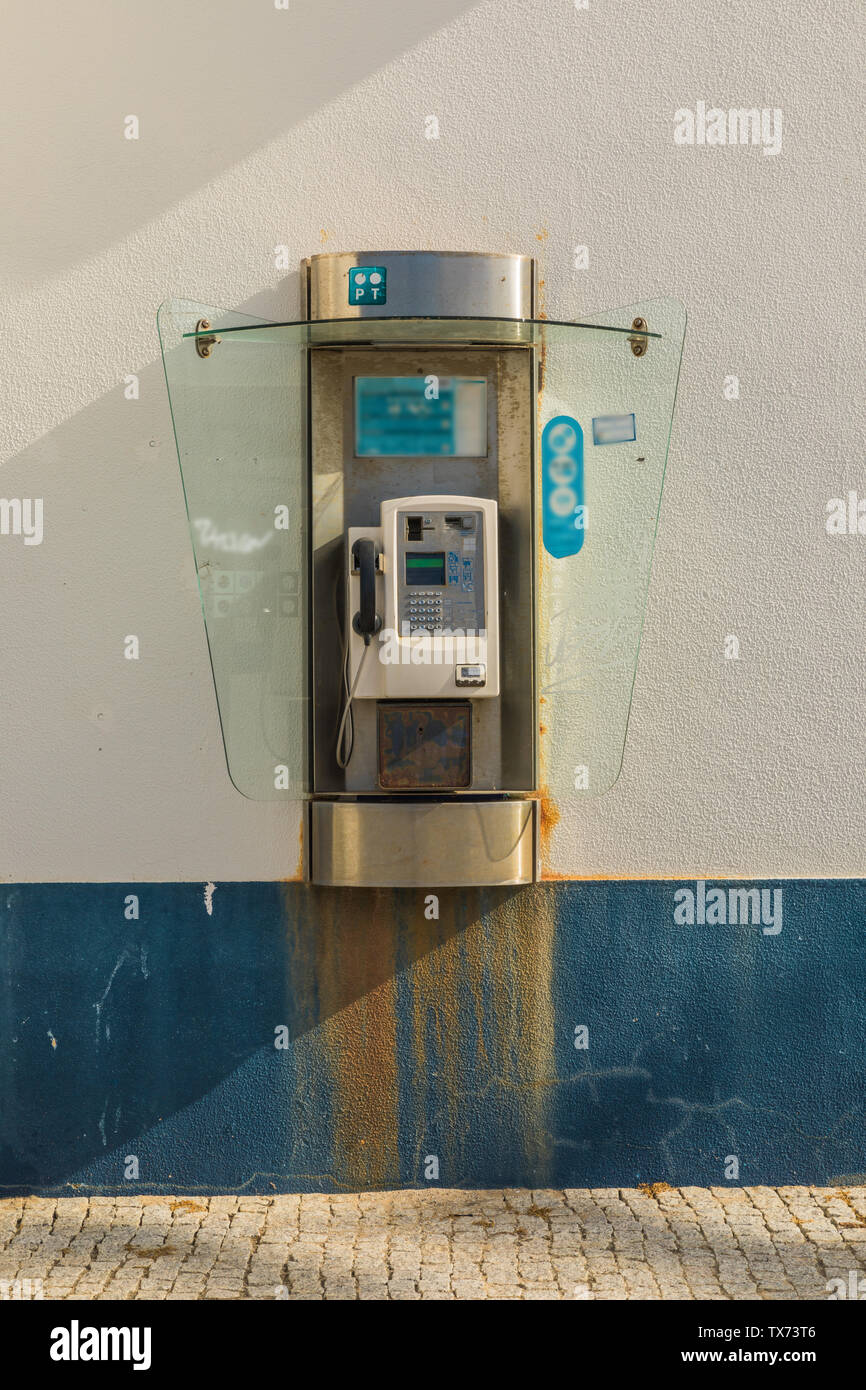 Public telephone in Portugal. Isolated Stock Photo - Alamy