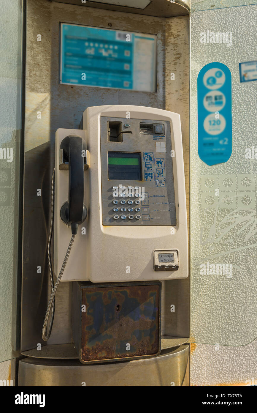 Public telephone in Portugal. Isolated Stock Photo - Alamy