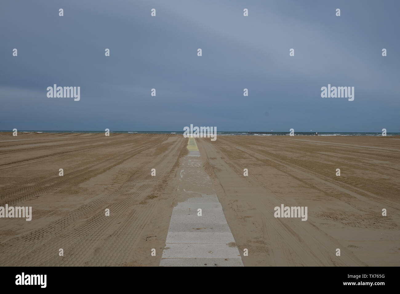 Winter sandy beach in Rimini, Italy. Empty during the off season Stock ...
