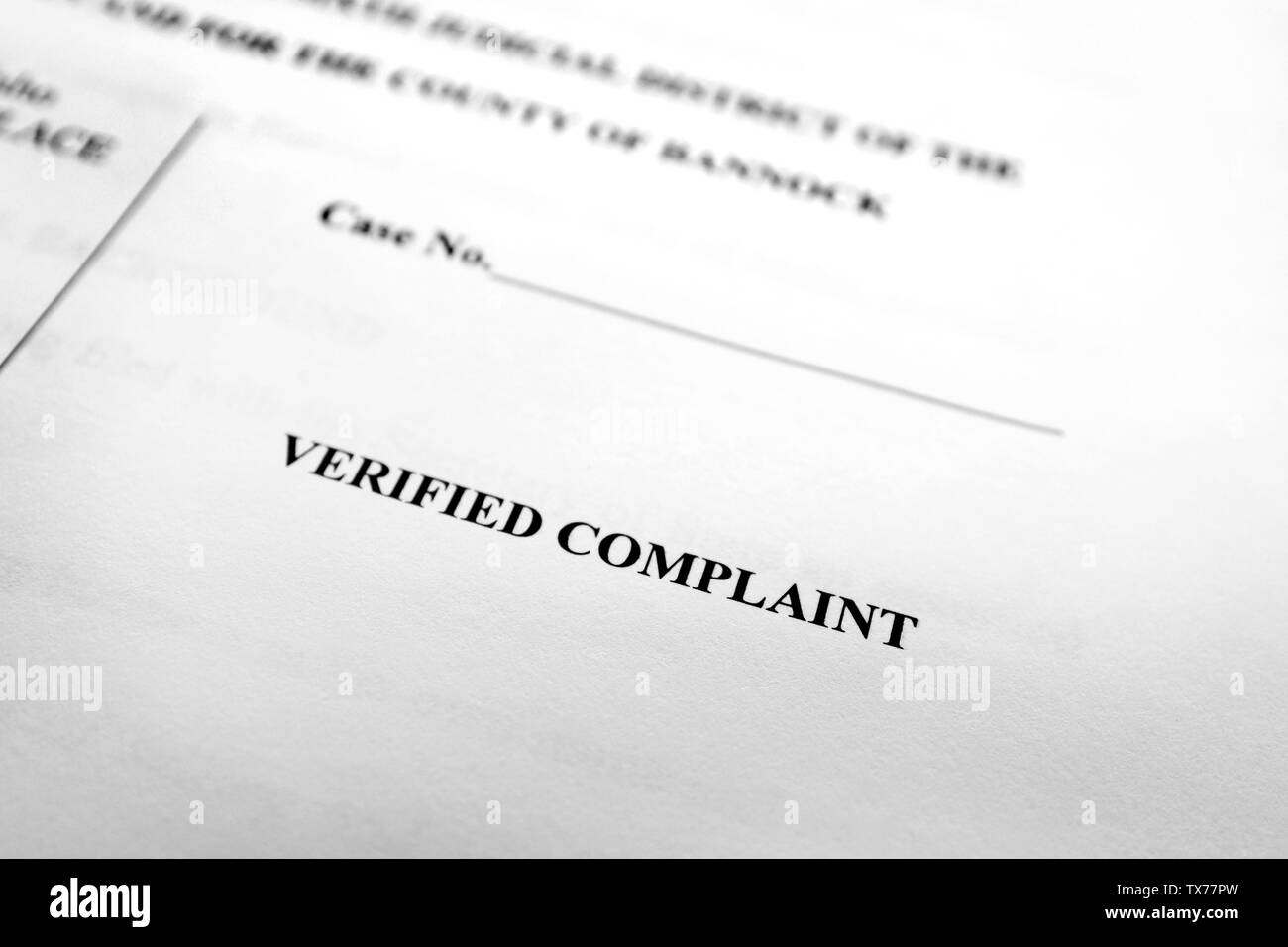 Complaint documents hi-res stock photography and images - Alamy