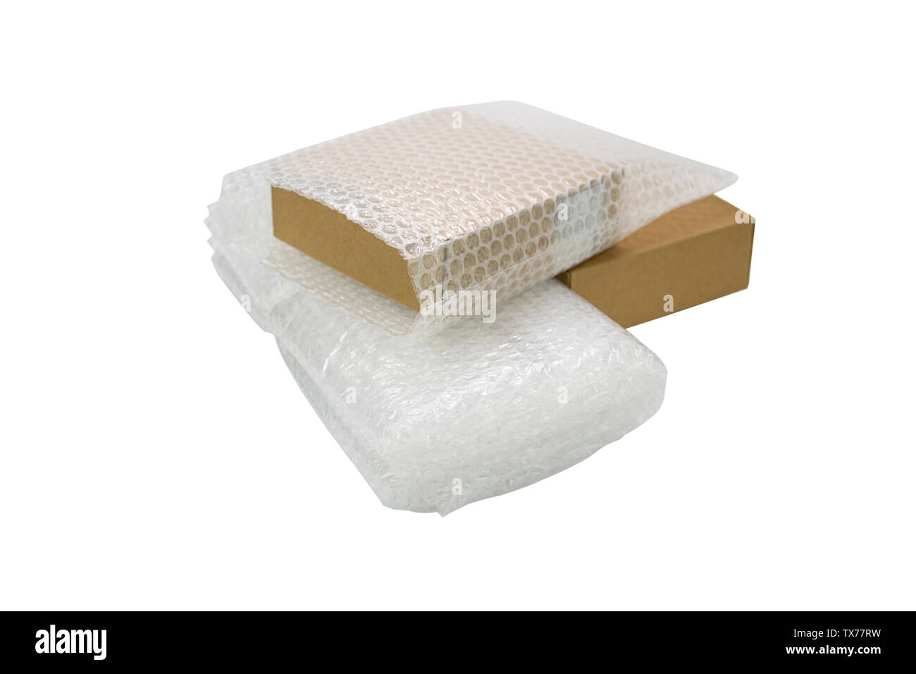 Bubbles covering the box by bubble wrap for protection product cracked ...