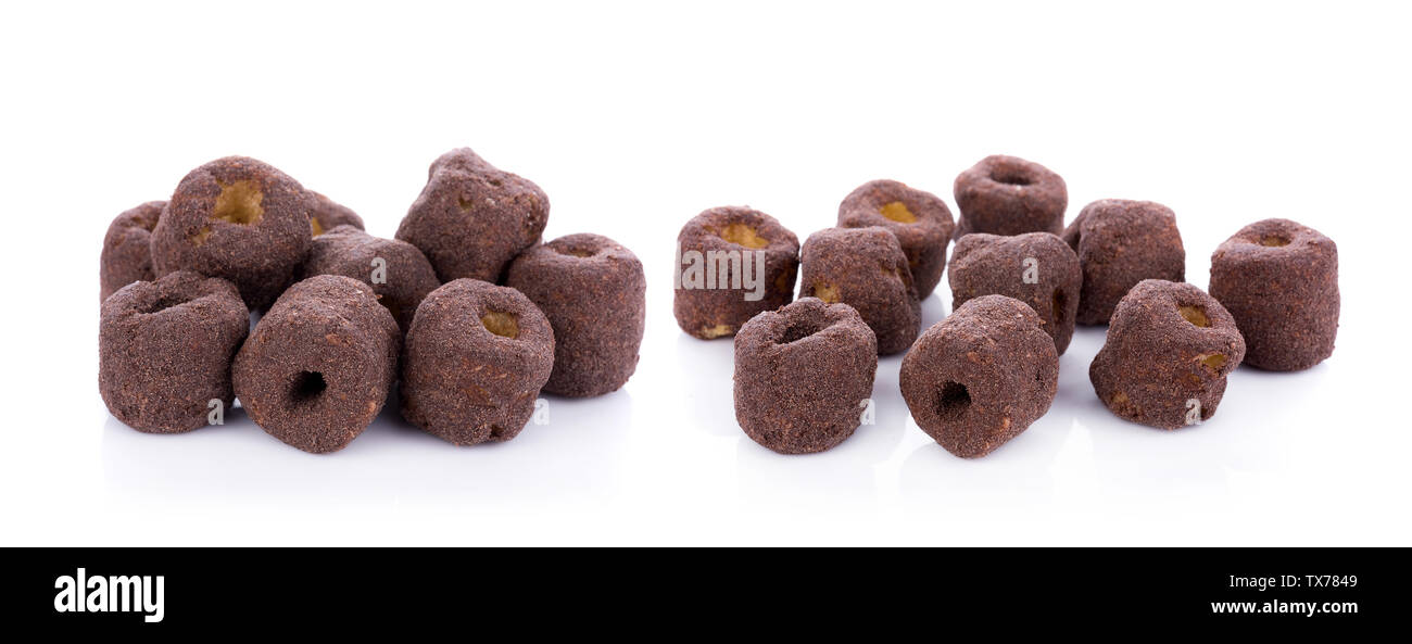 Crunchy corn chocolate snacks on a white background Stock Photo - Alamy