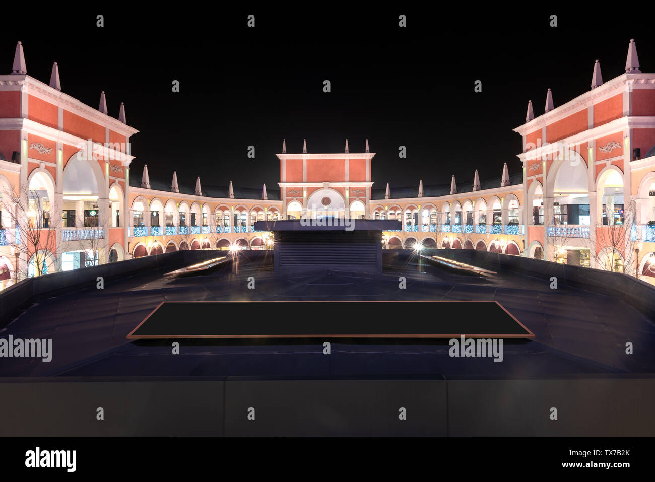 Architectural night view of the small town of Florence in Shanghai ...