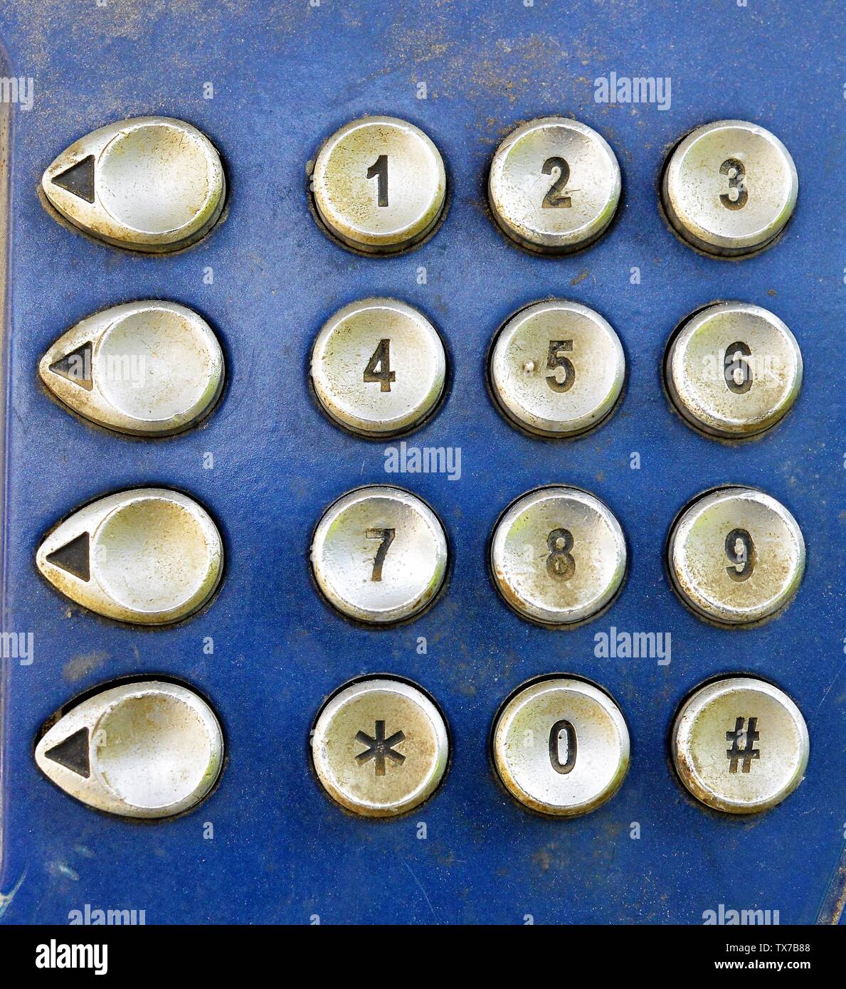 old public phone dirty buttons image Stock Photo - Alamy