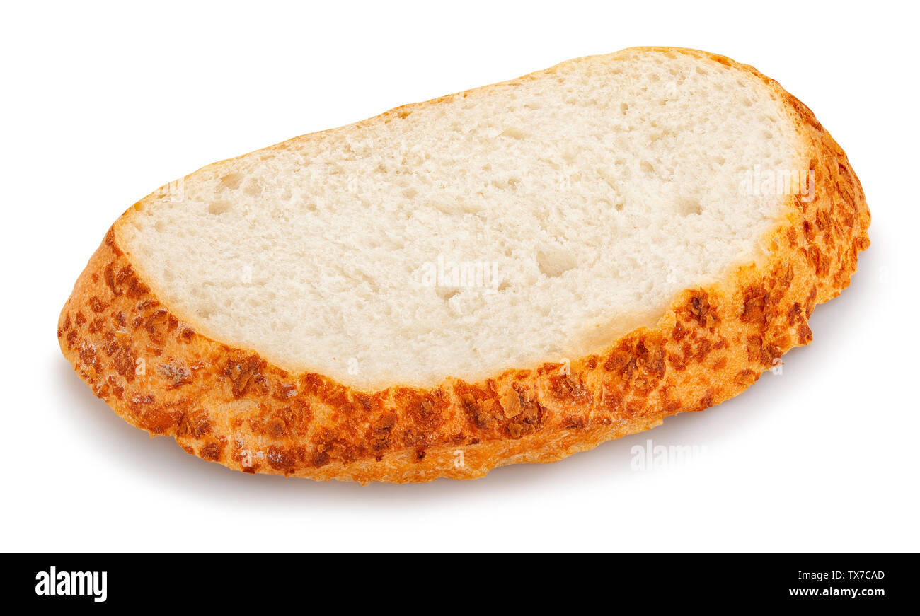 sliced white round bread path isolated on white Stock Photo - Alamy