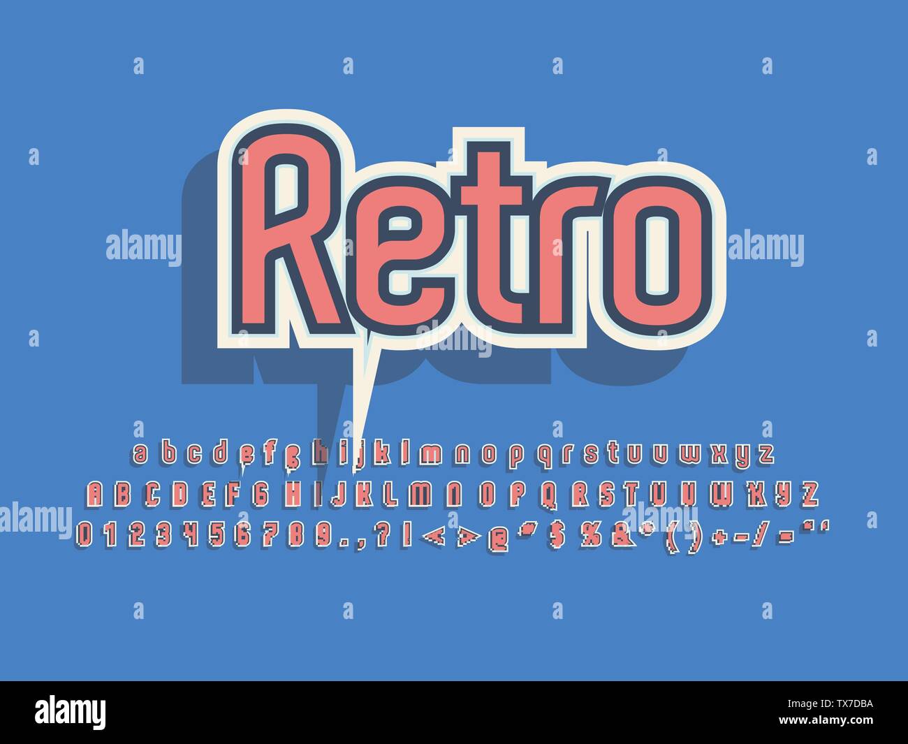 Retro font and alphabet. Stock vector illustration Stock Vector Image ...
