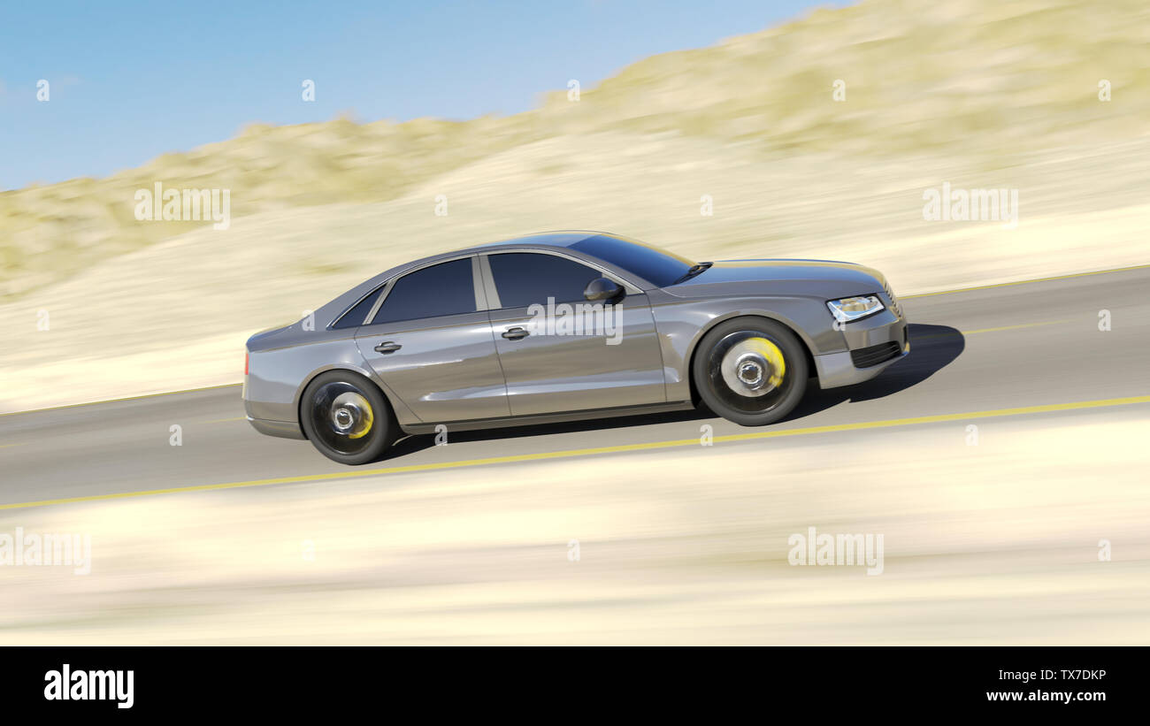 3d rendered illustration of a fast car on the road Stock Photo - Alamy