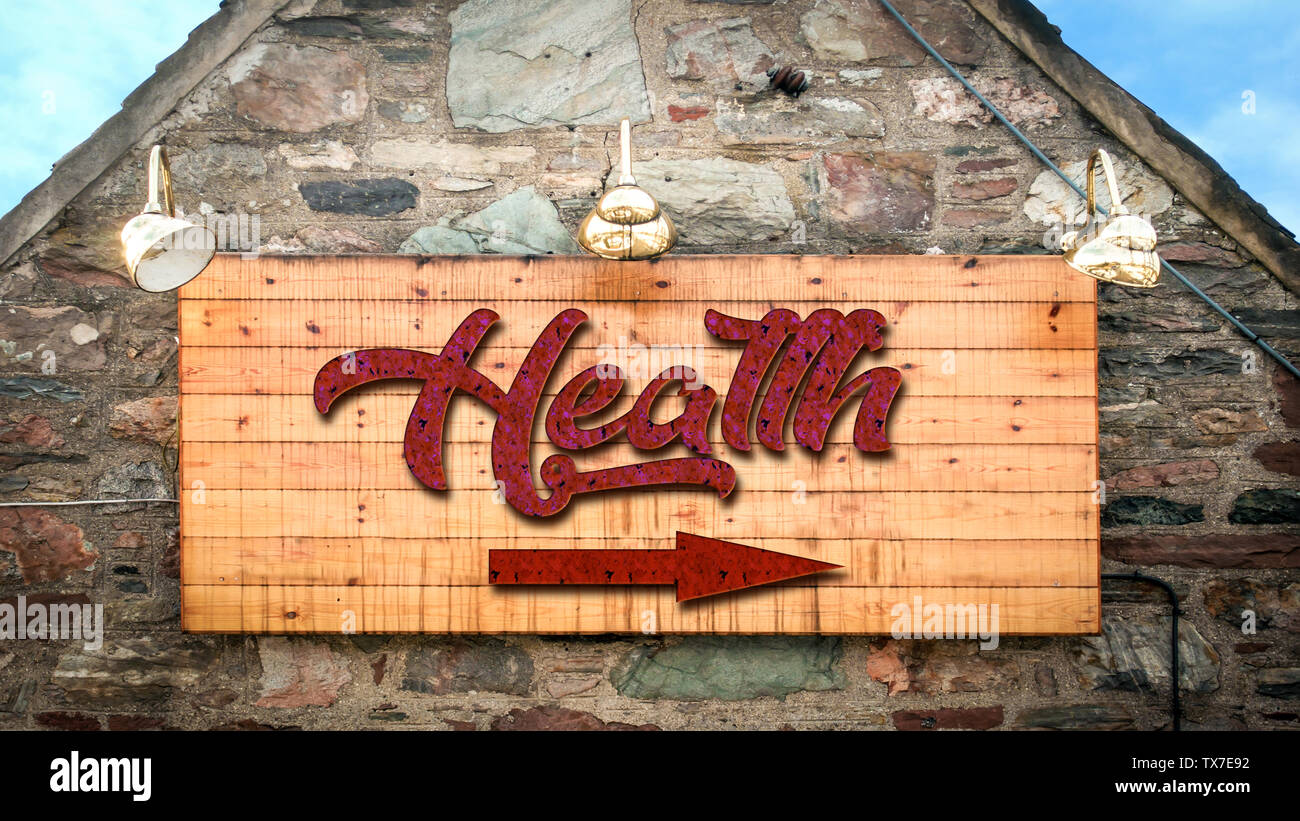 Street Sign the Direction Way to Health Stock Photo - Alamy