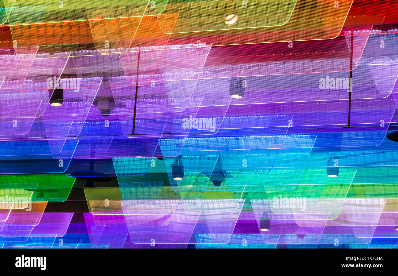 colorful plastic fin light on roof design Stock Photo - Alamy