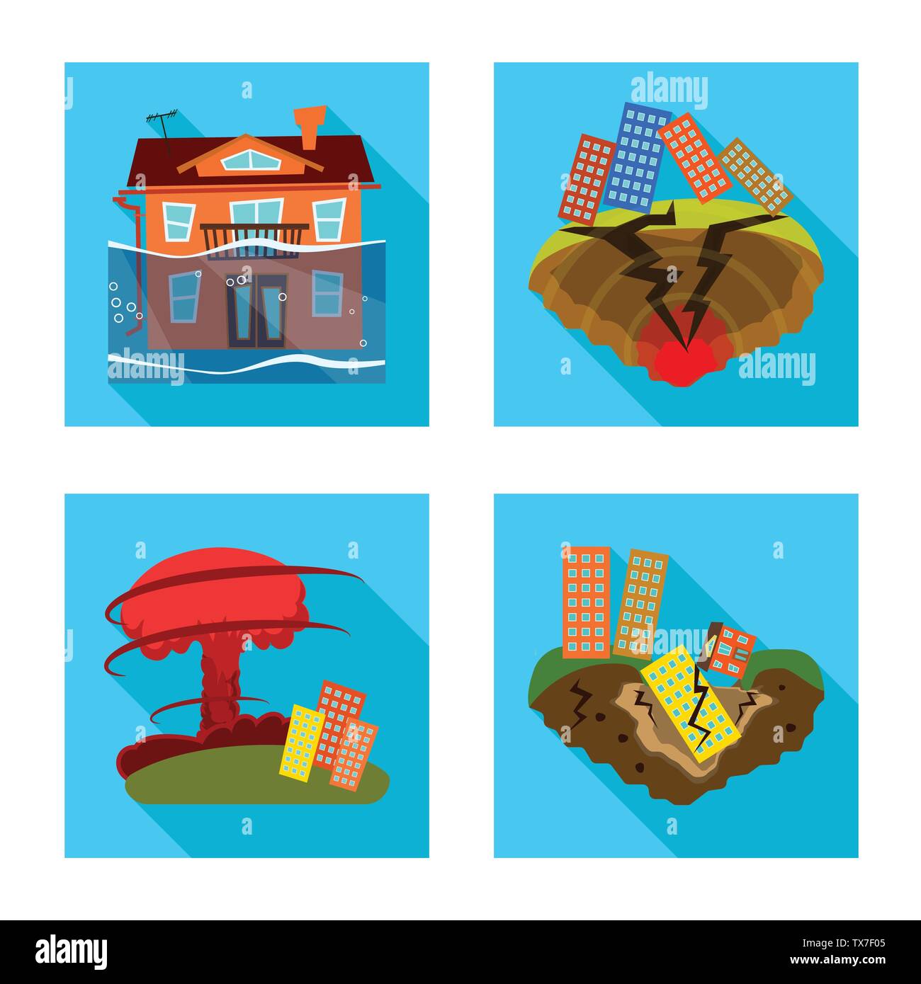Isolated object of collapse and environment icon. Collection of ...