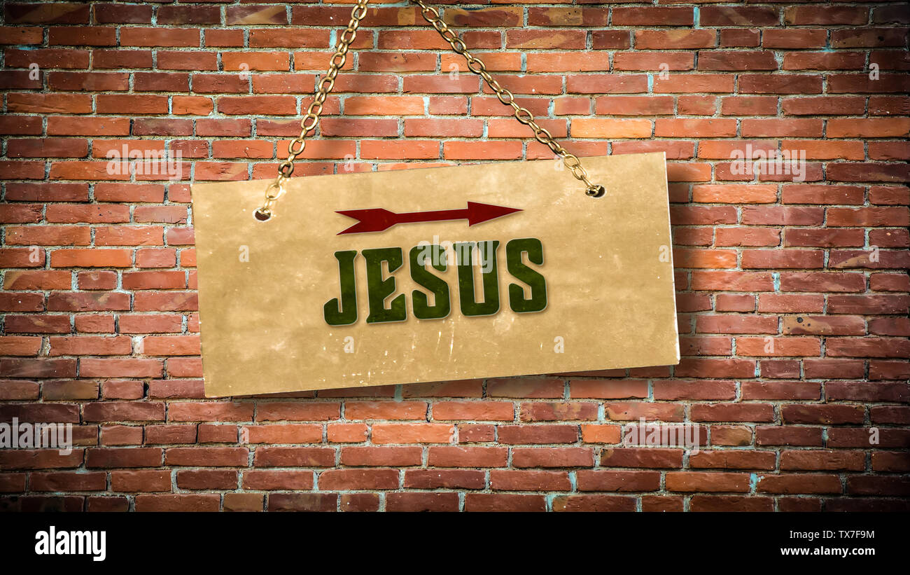 Street Sign the Direction Way to Jesus Stock Photo - Alamy