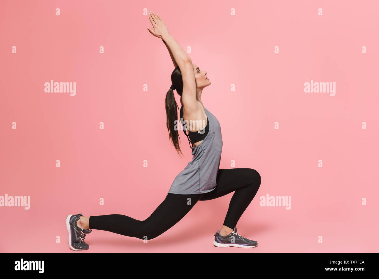 Image of amazing beautiful young pretty fitness woman make sport ...