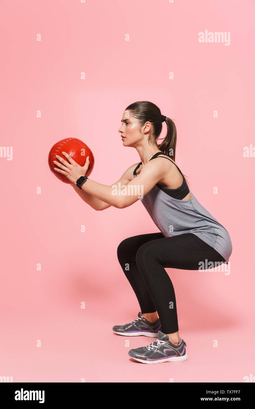 Image of amazing beautiful young pretty fitness woman make sport ...