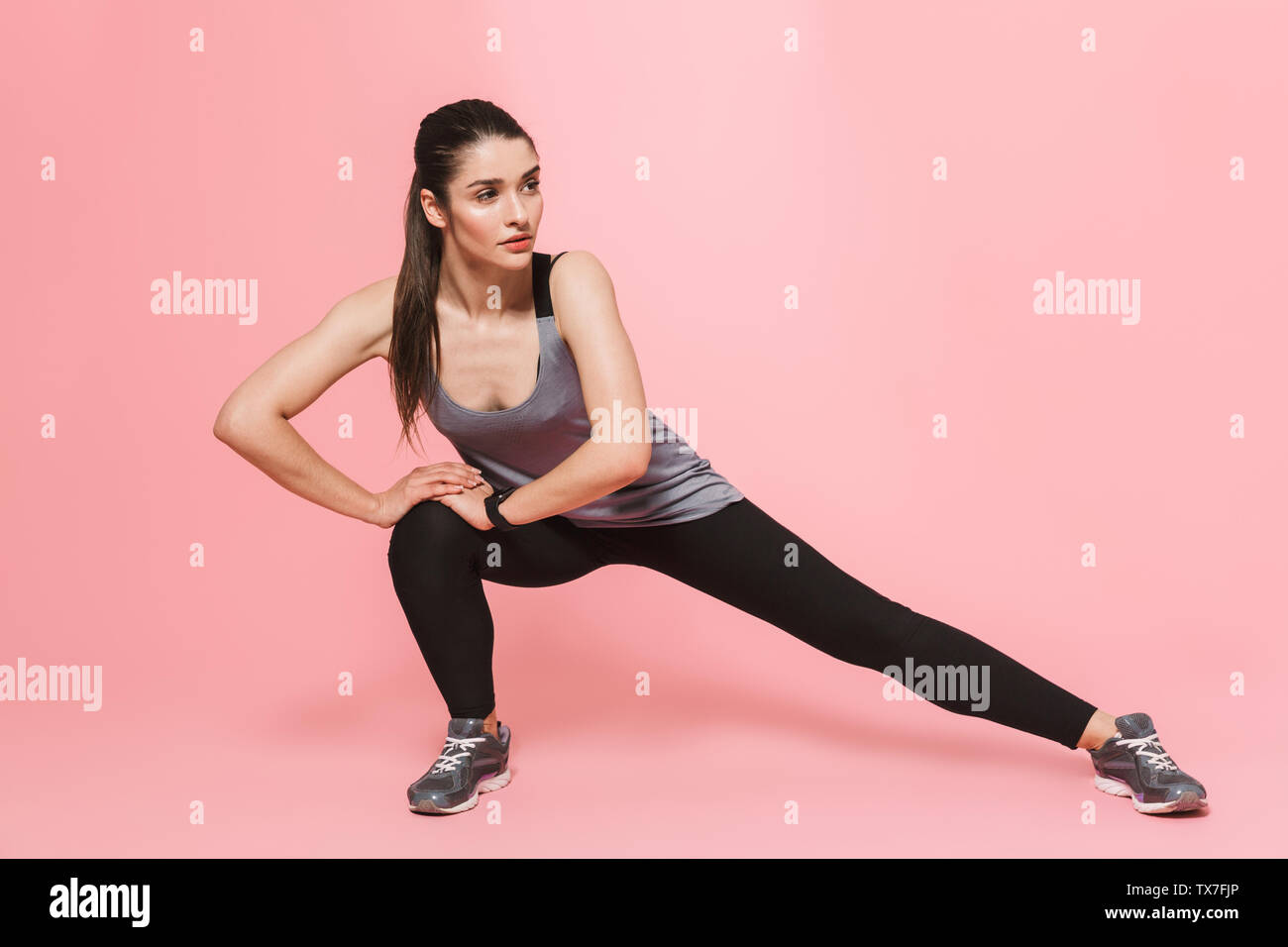 Image of amazing beautiful young pretty fitness woman make sport ...