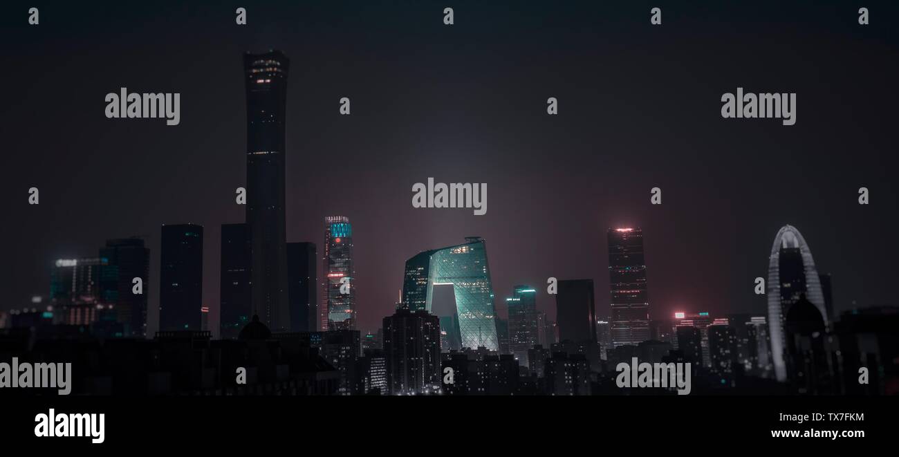 Beijing CBD bustling night view, Beijing skyline, including Beijing TV ...