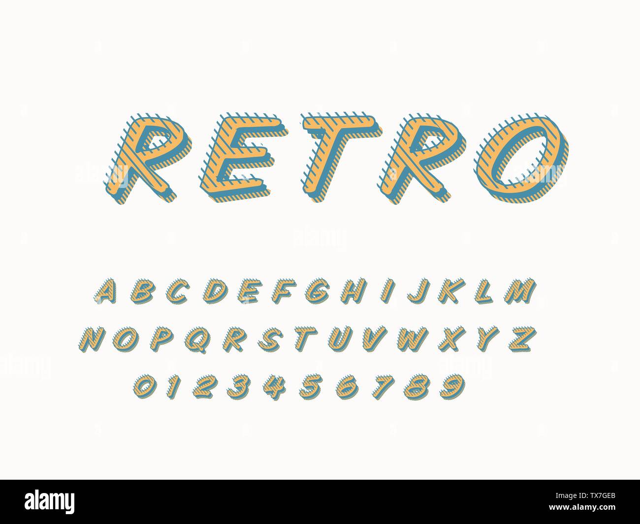 Retro font and alphabet. Stock vector illustration Stock Vector Image ...