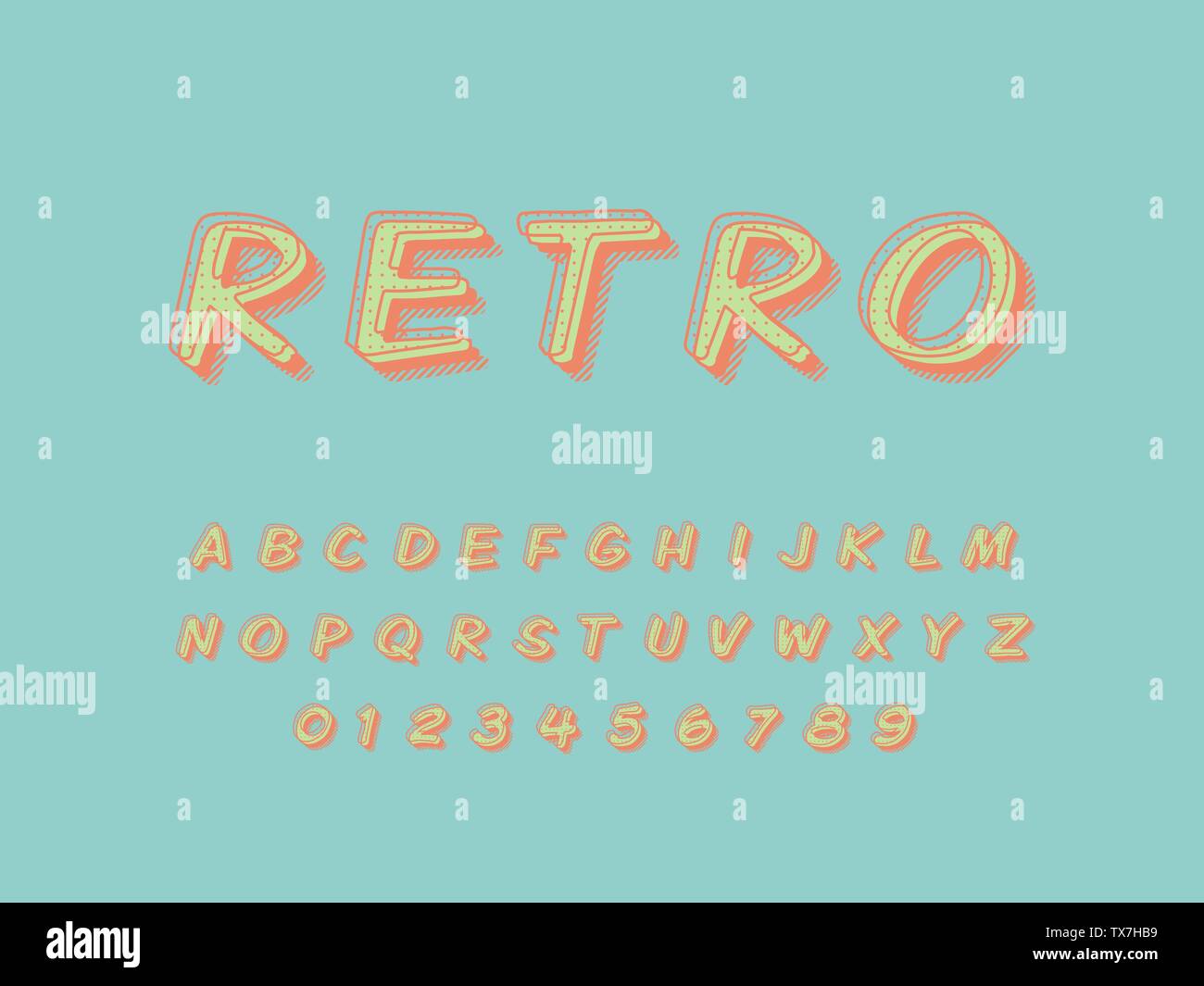Retro font and alphabet. Stock vector illustration Stock Vector Image ...