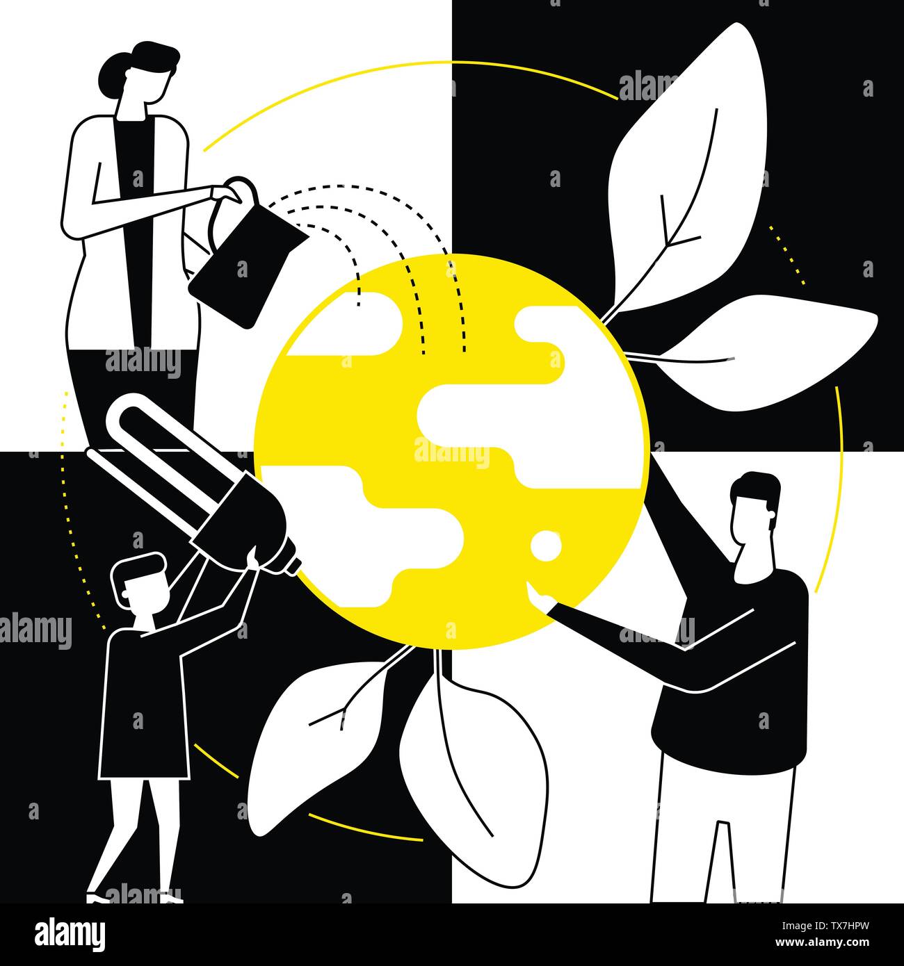 Green planet - flat design style vector illustration Stock Vector Image ...