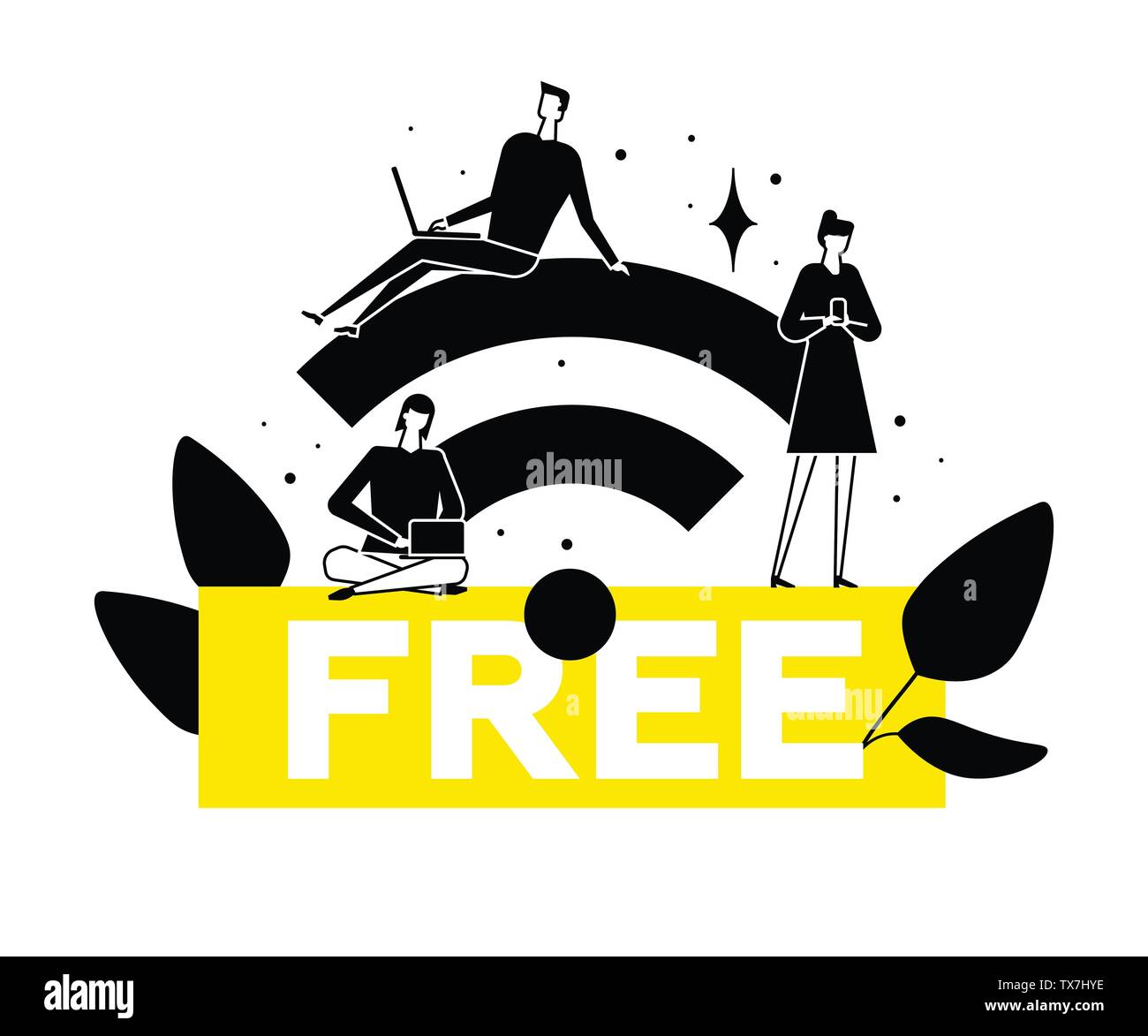 Free wifi - flat design style vector illustration Stock Vector Image ...