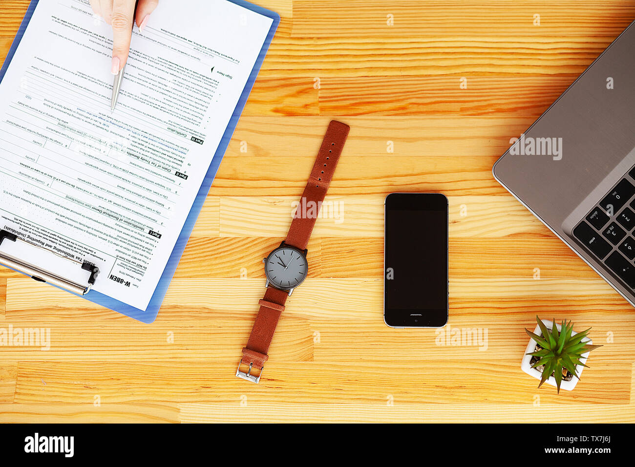 Financial Manager Sitting in Desk and Work With Financial Documents ...