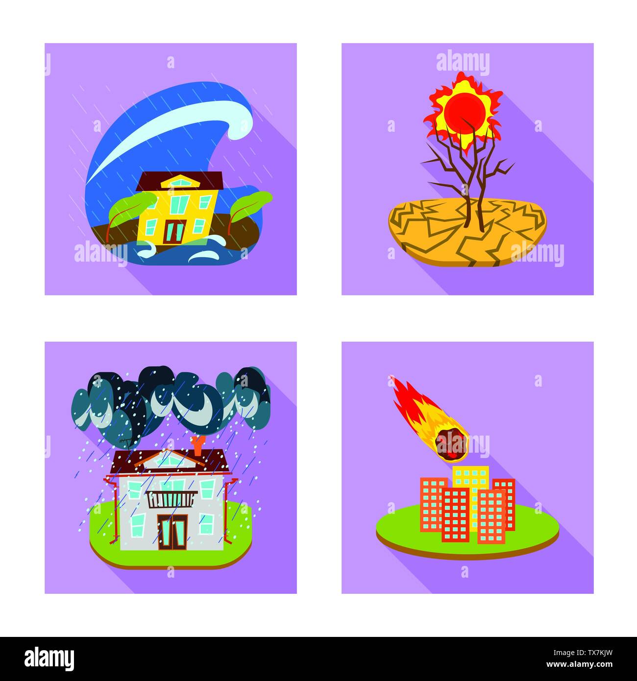 Vector illustration of collapse and environment sign. Collection of ...