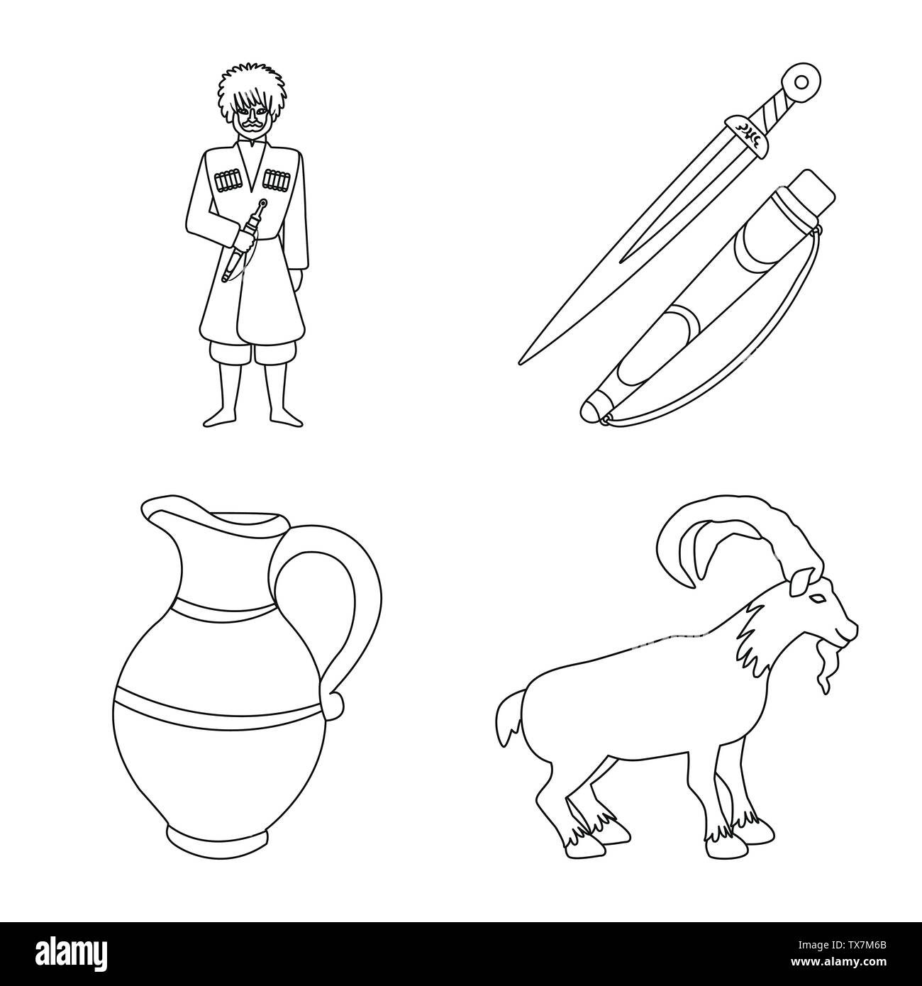 Vector illustration of traditions and national symbol. Collection of ...