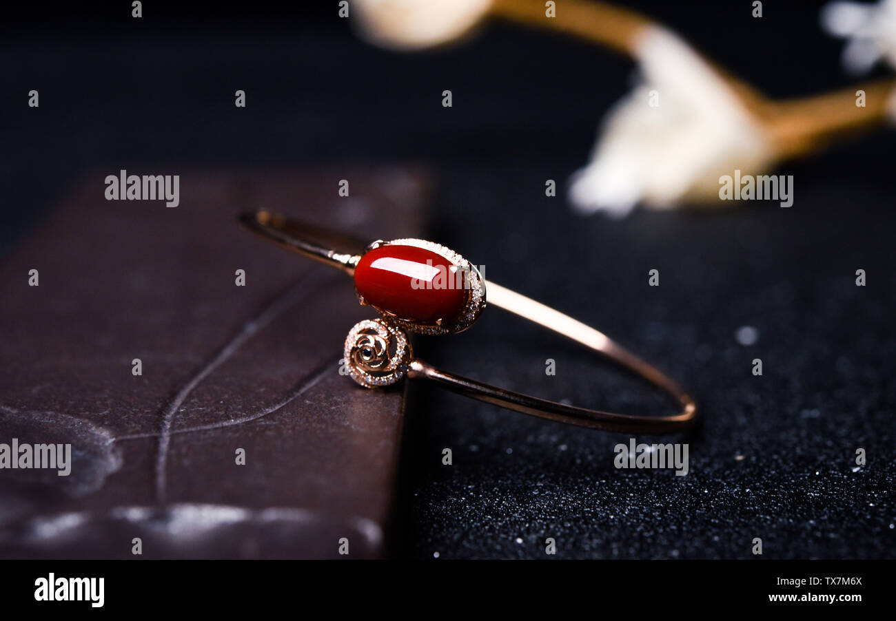 Red coral bracelet Stock Photo - Alamy