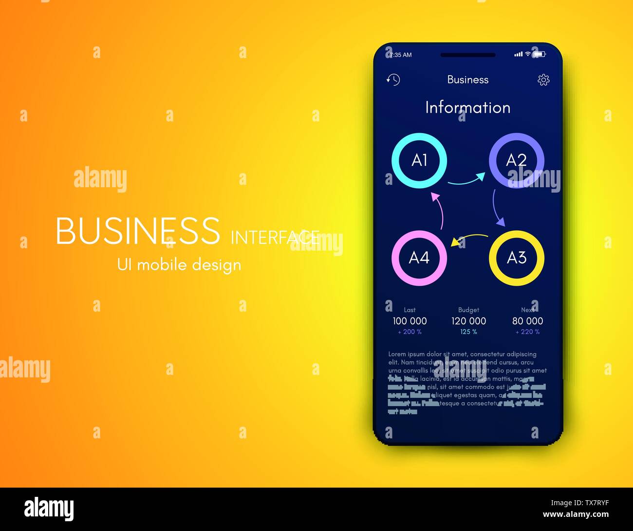 Vector graphics mobile infographics with four options. Template for ...