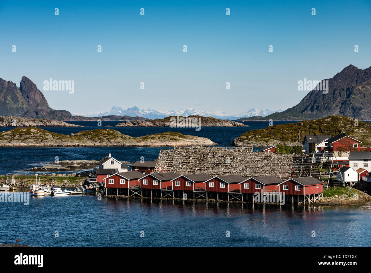 Svolvaer Harbour, Lofoten Islands, Norway in spring with Rorbuer and ...